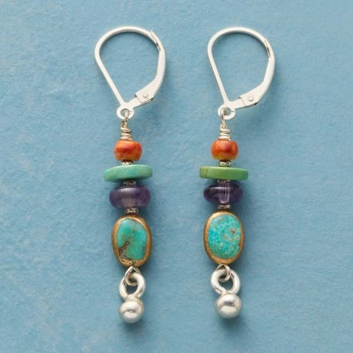 Anniversary Gift for Husband Wife - Turquoise Freefall Earrings ...